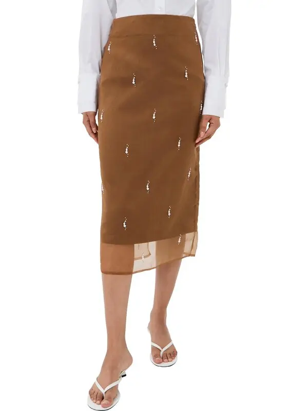 RÓHE Organza Silk Skirt - Cognac