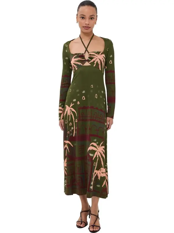 Johanna Ortiz Eternal Tropical Ankle Dress - Green