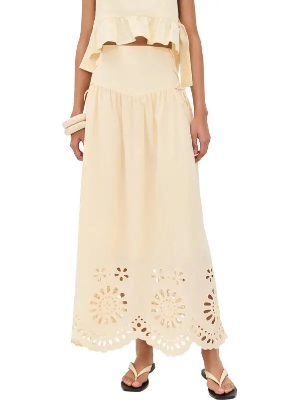 DRESS TO Laser Cut Maxi Skirt - Beige Shell