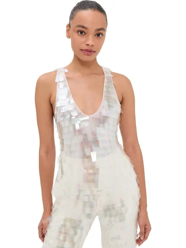 CULTNAKED Power Tank Top - Sequined White