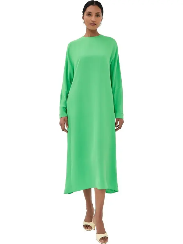 Tibi Ply Silk Cocoon Midi Dress - Green
