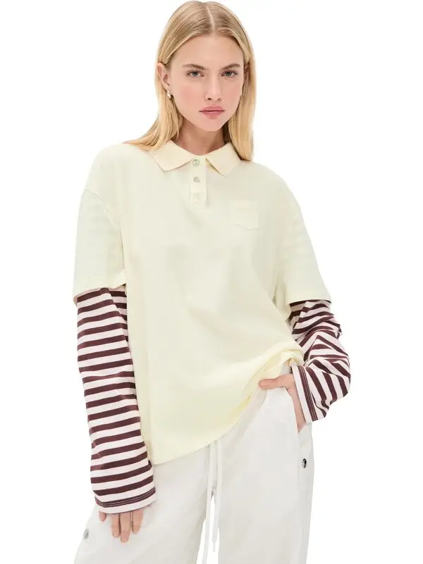 Sandy Liang Layered Polo Top - Cream