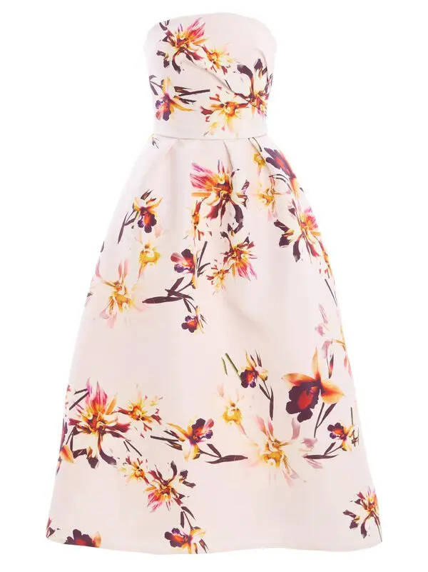 Monique Lhuillier Strapless Floral Print Dress - Multi