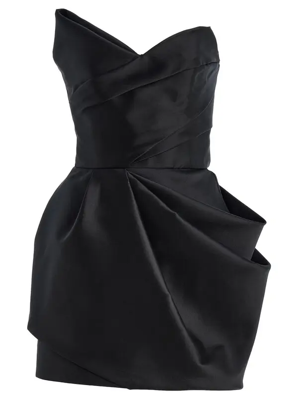 Monique Lhuillier Strapless Draped Mini Dress - Black