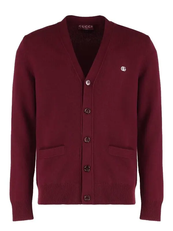 Gucci Cashmere Wool Cardigan With Embroidery - Red