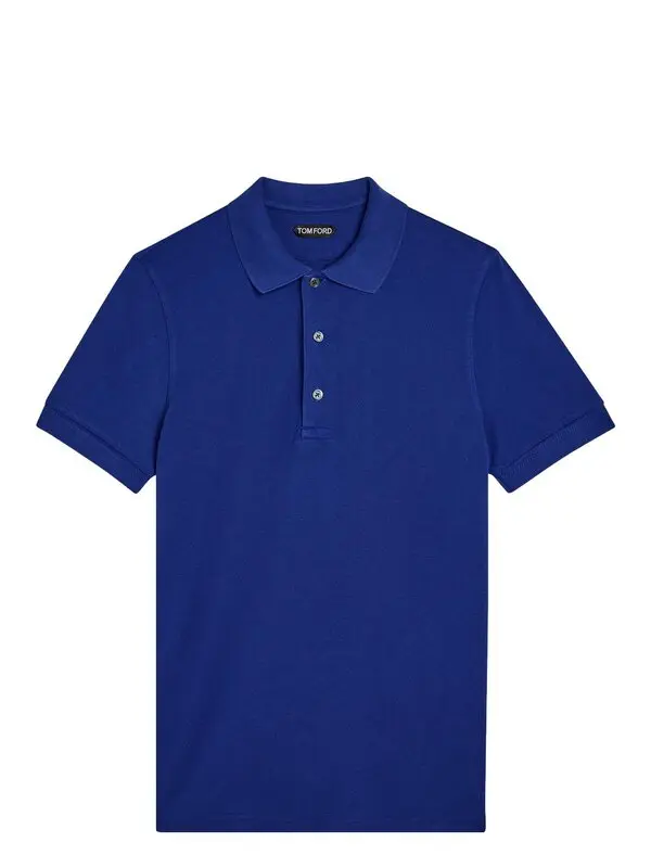 TOM FORD Logo-embroidered Piqué Polo Shirt - Blue