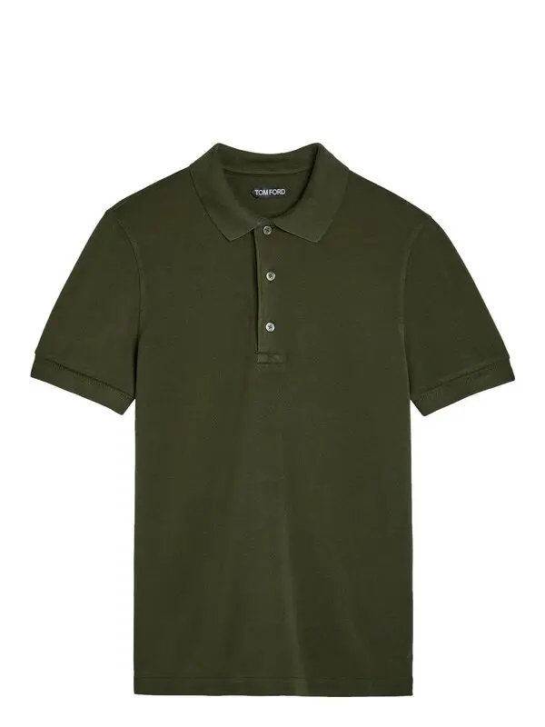 TOM FORD Logo-embroidered Piqué Polo Shirt - Green