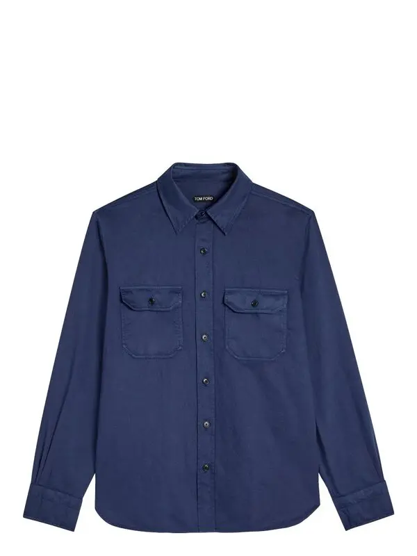 TOM FORD Cotton And Linen-blend Shirt - Navy