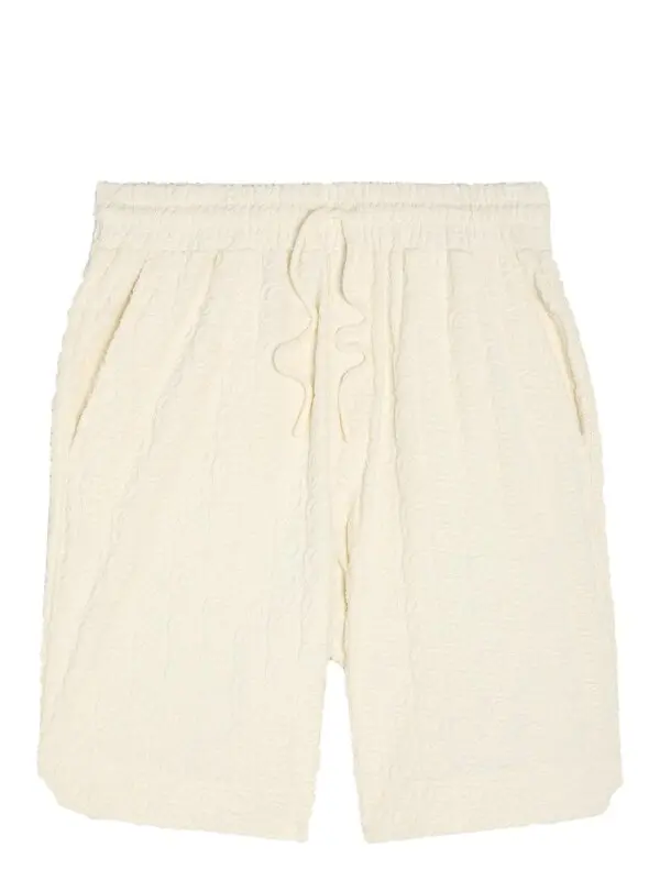Drole De Monsieur Monogramme Terry Cotton Shorts - Off White