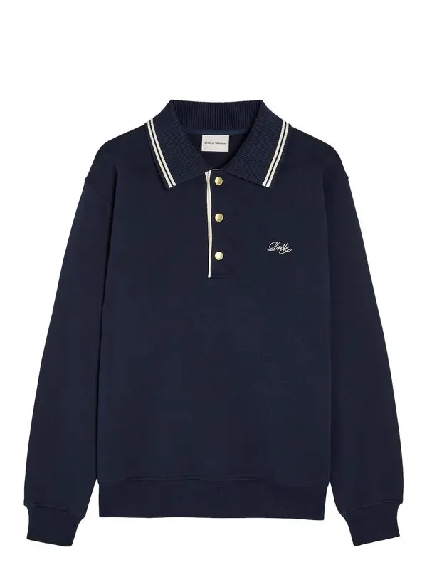 Drole De Monsieur Le Polo Drôle Logo-embroidered Cotton Polo Jumper - Navy