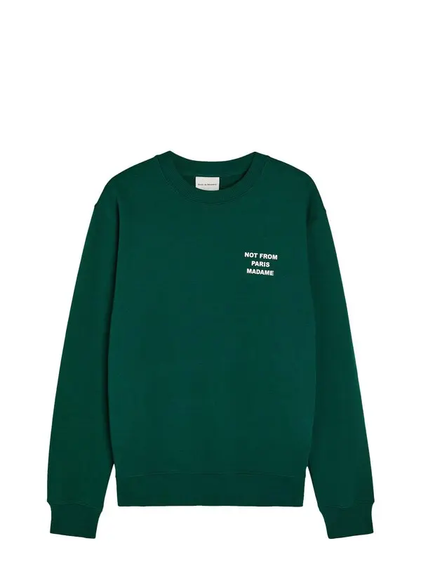 Drole De Monsieur Le Slogan Cotton Sweatshirt - Dark Green