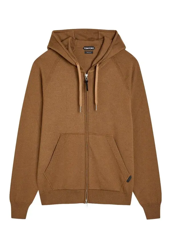 TOM FORD Hooded Cashmere And Wool-blend Jumper - Caramel