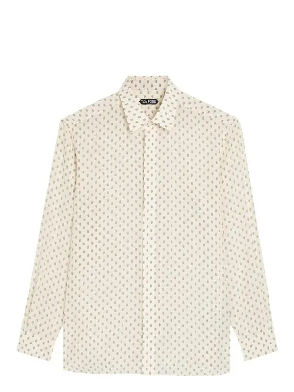 TOM FORD Paisley-print Silk Shirt - White And Blue
