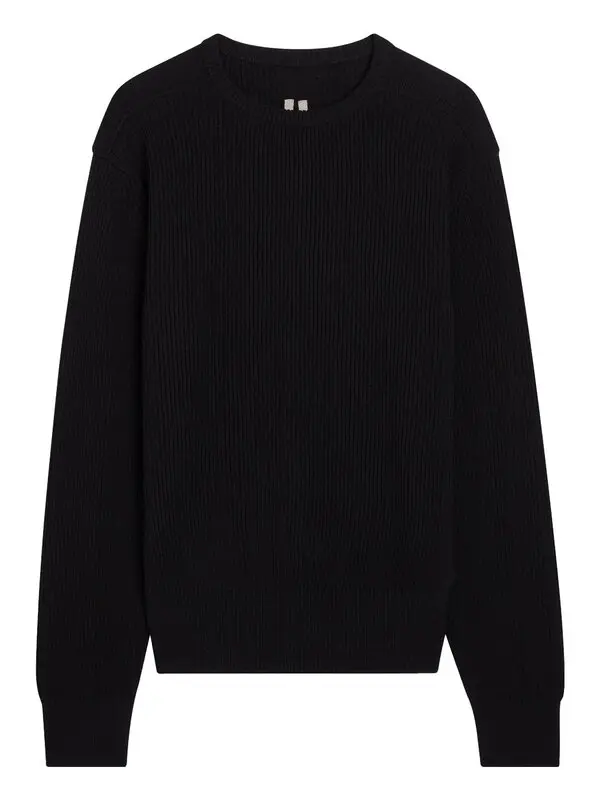 Rick Owens Fisherman Ribbed Wool Jumper - Black
