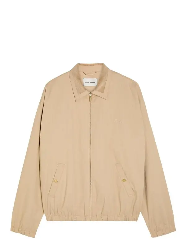 Drole De Monsieur Stretch-cotton Jacket With Logo - Beige