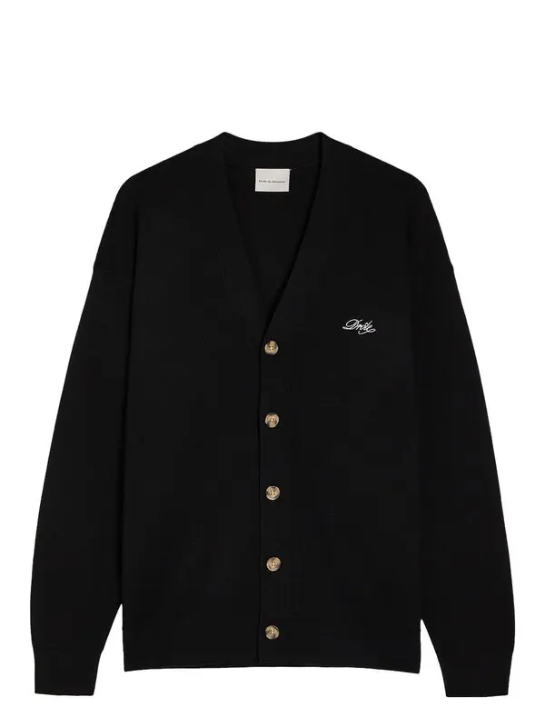 Drole De Monsieur Le Cardigan Drôle Embroidered Knit Cardigan - Black