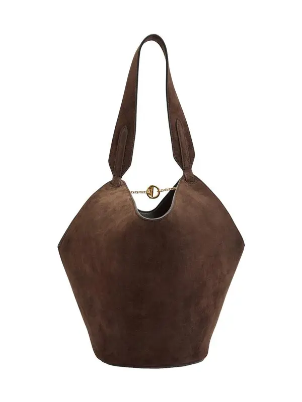 Khaite Lotus Mini Suede Tote Bag - Dark Brown