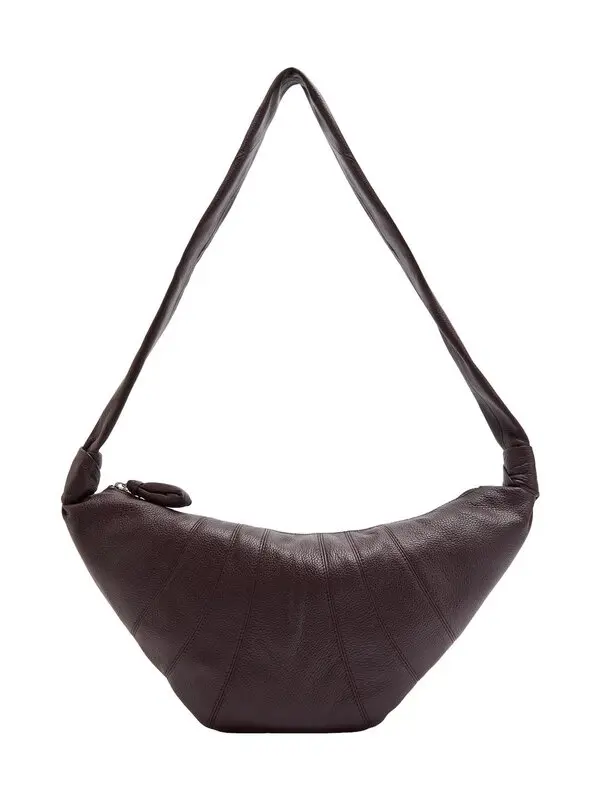 LEMAIRE Croissant Medium Grained Leather Shoulder Bag - Dark Brown
