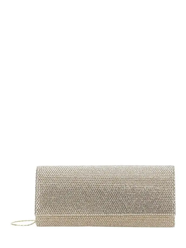 TWENTY FOURHAITCH Rhinestoned Clutch With Chain-link Shoulder Strap - Grey
