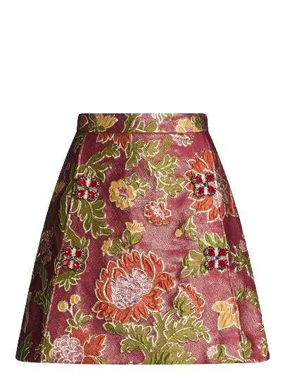 Dolce & Gabbana Floral Brocade Mini Skirt - Purple