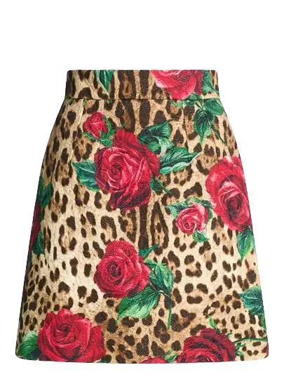 Dolce & Gabbana Mini Leopard-print Flared Skirt - Beige