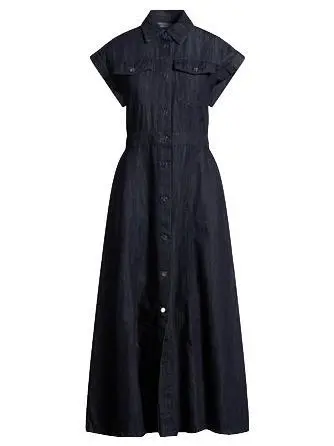 KAOS JEANS Cotton Denim Maxi Shirt Dress - Blue