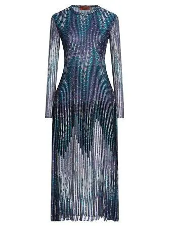 Missoni Midi Flared Knit Dress - Purple