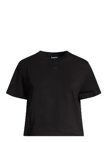 DIESEL® Cotton Jersey Crop T-shirt - Black