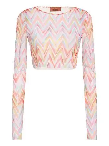 Missoni Printed Tulle Crop Top - Pink
