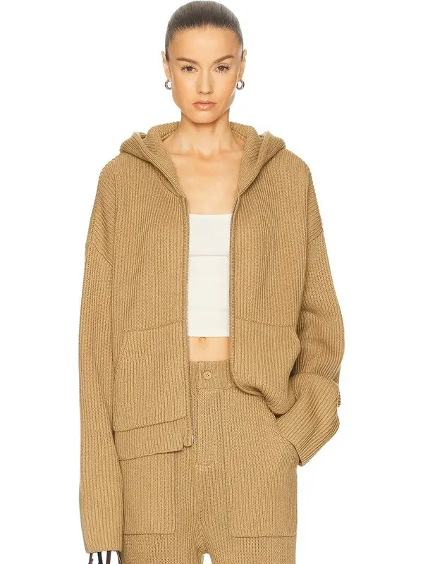 AYA MUSE Knit Zip Up Hoodie - Tigers Eye