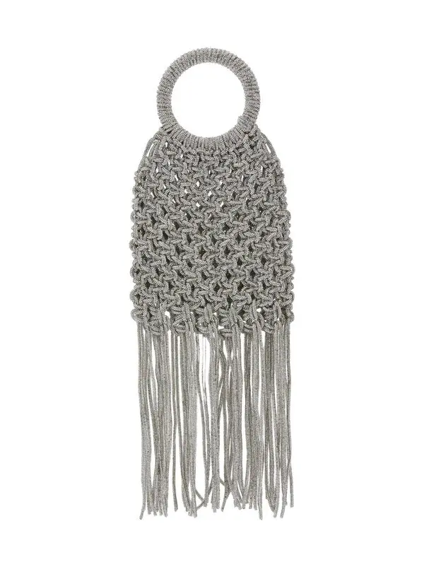 TWENTY FOURHAITCH Maronti Handbag With Crystal Fringes - Grey