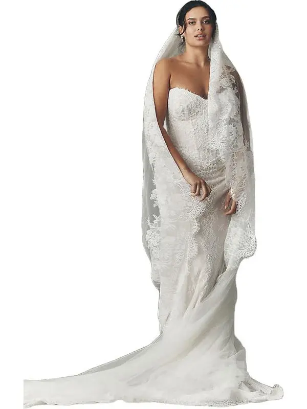 Watters Alencon Lace Veil - Ivory