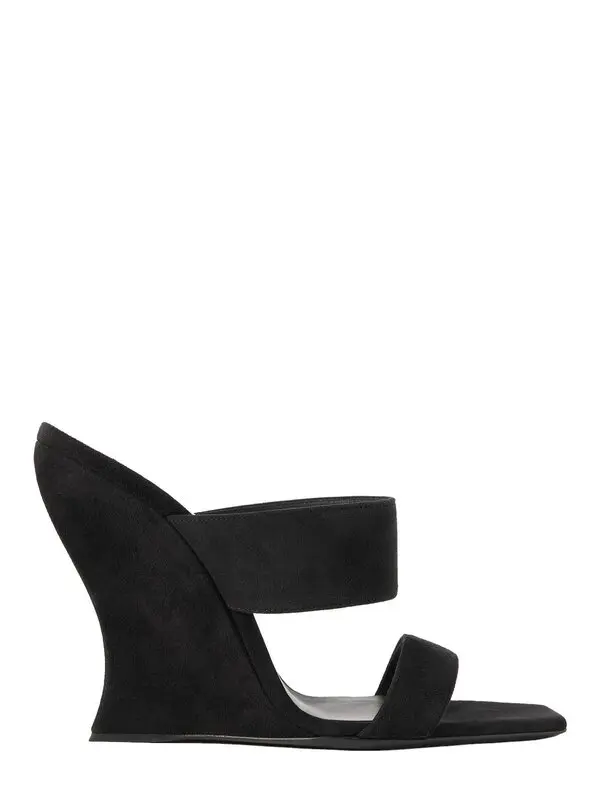 Alaïa Wave 110 Suede Wedge Mules - Black