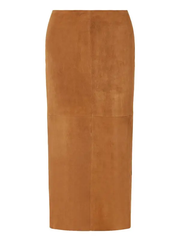 Stouls Winona Paneled Suede Midi Skirt - Brown