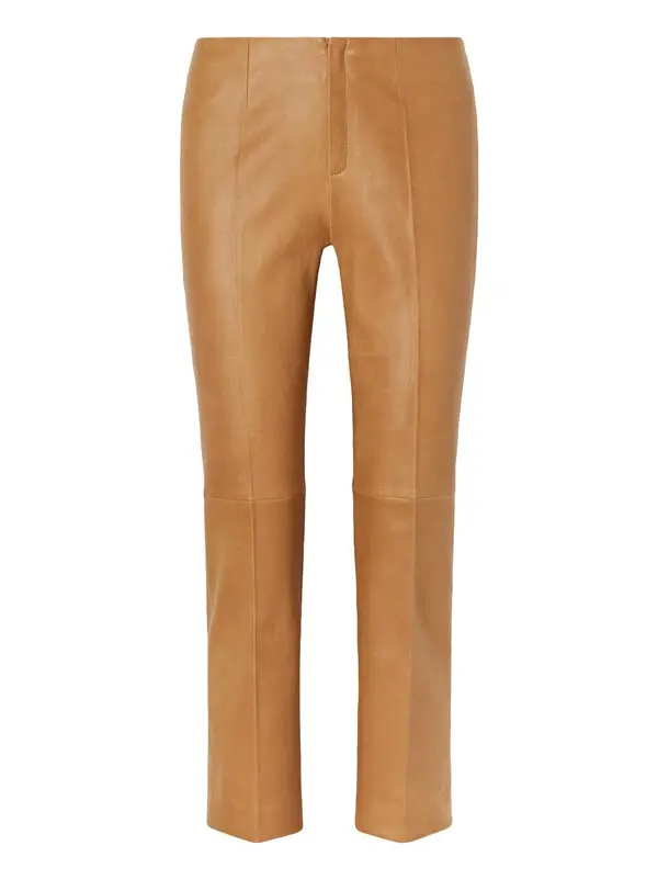 Stouls Georgette Leather Slim-fit Trousers - Brown