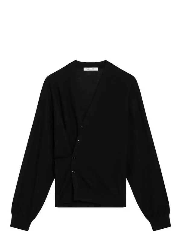 LEMAIRE Asymmetric Wool-blend Cardigan - Black