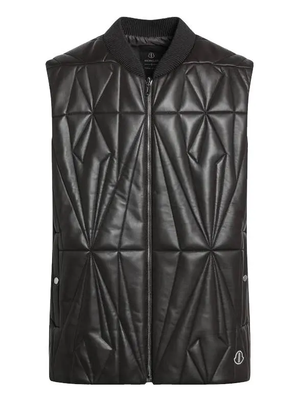 Moncler Faux Leather Zip-up Vest - Brown