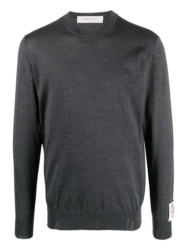 Golden Goose Regular Knit Crew Neck Light Wool Merino Sweater - 60304 Dark Grey Melange