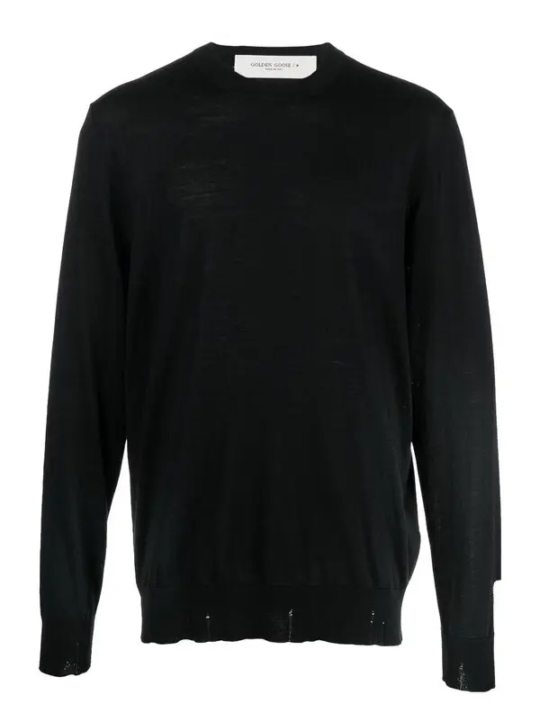 Golden Goose Regular Knit Crew Neck Light Merino Wool Sweater - Black