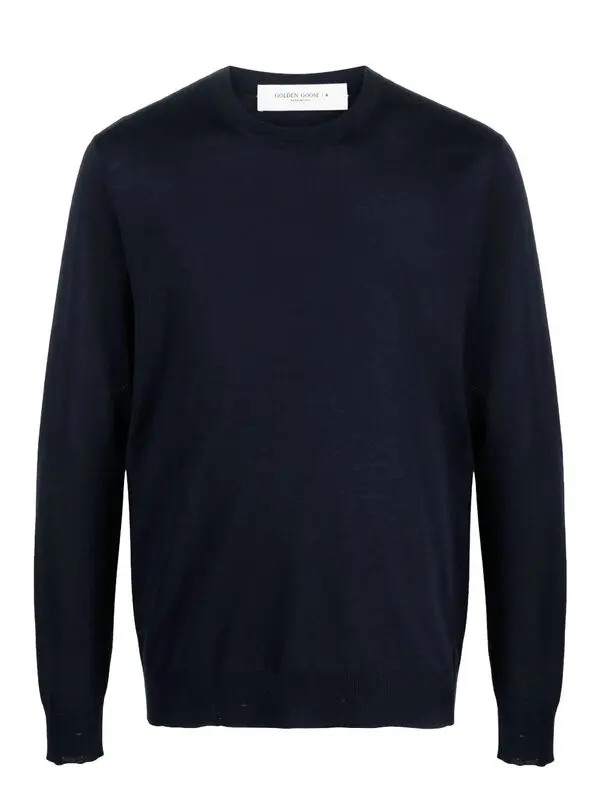Golden Goose Regular Knit Crew Neck Light Wool Merino - 50501 Navy