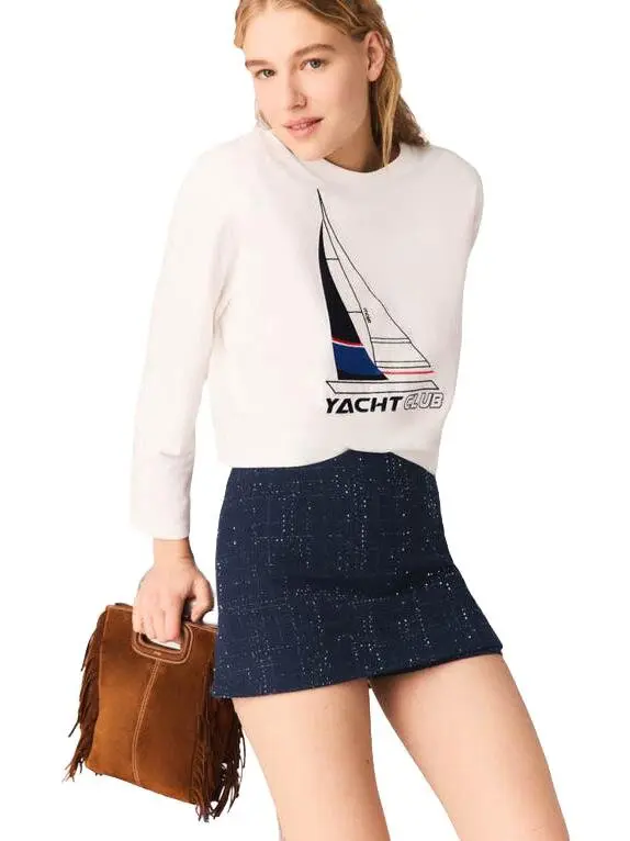 Maje Boat Print Cotton T-shirt - White