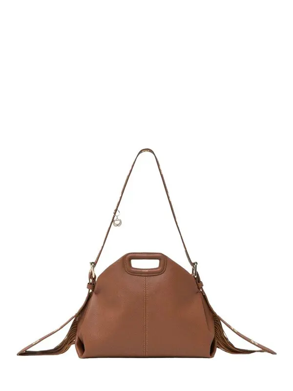 Maje Grained Leather Miss M Bag - Cognac Brown