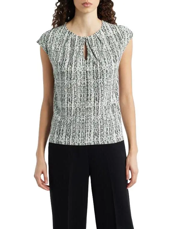 Anne Klein Pleated Sleeveless Top - Soft Aloe Multi