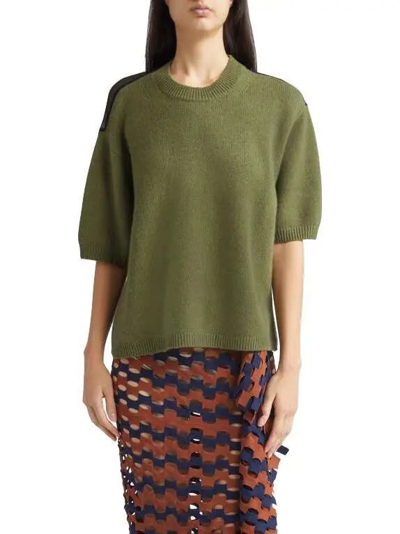 ZANKOV Viola Mixed Media Sweater - Olive