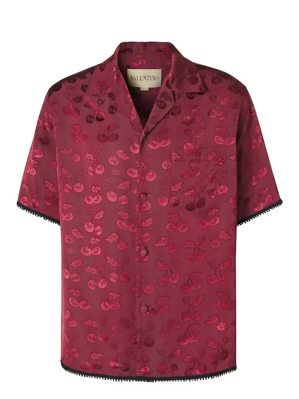 Valentino Garavani Cherryfic Jacquard Bowling Shirt - Burgundy