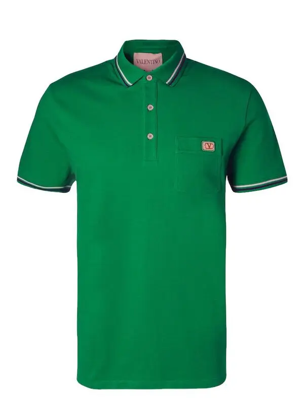 Valentino Garavani Cotton Piqué Polo Shirt - Green
