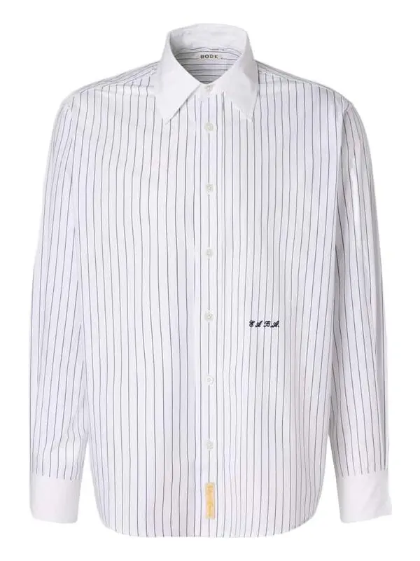 BODE Pinstripe Cotton Poplin Shirt - White