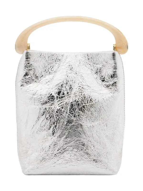 Dries Van Noten Metallic Leather Top-handle Bag - Silver