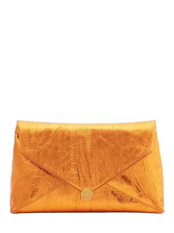 Dries Van Noten Envelope Medium Metallic Clutch - Orange
