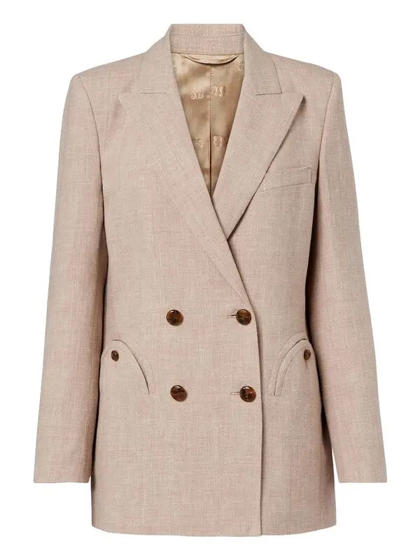 BLAZÉ MILANO Everyday Double-breasted Linen And Wool Blazer - Beige